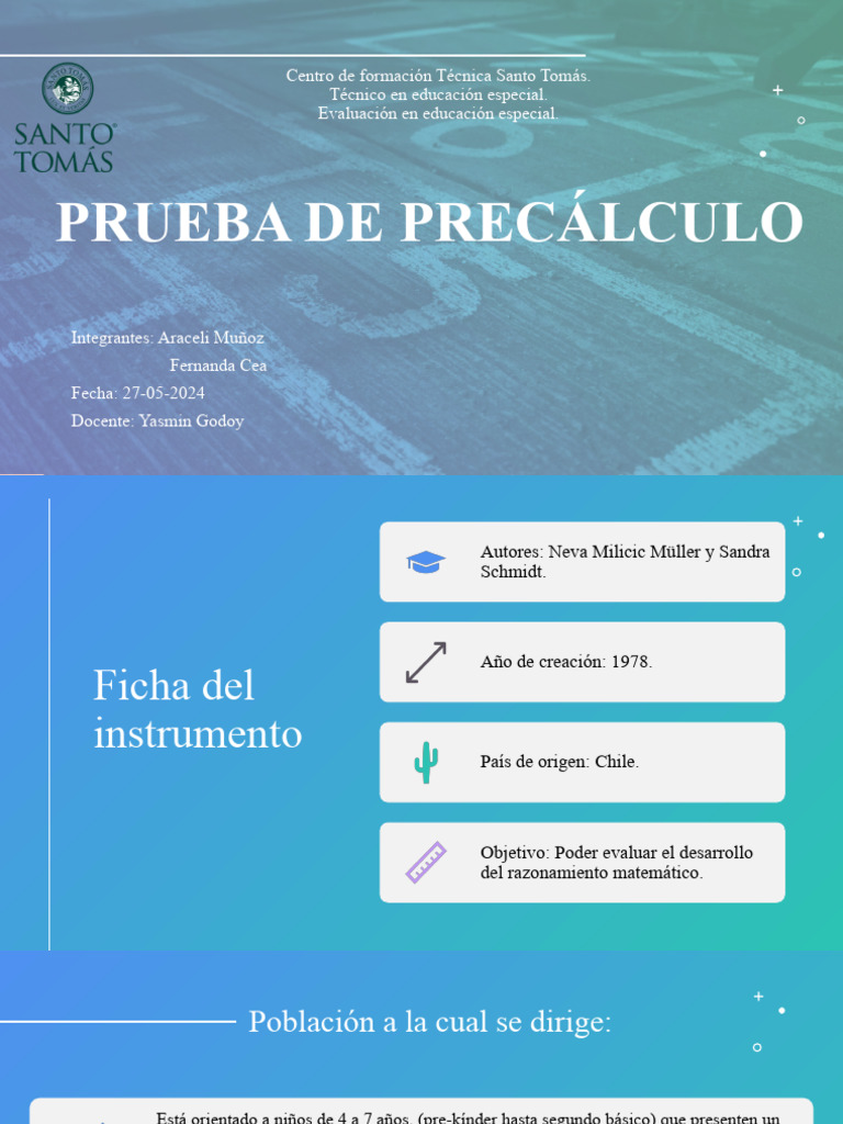 Prueba de Precálculo | PDF | Educación especial