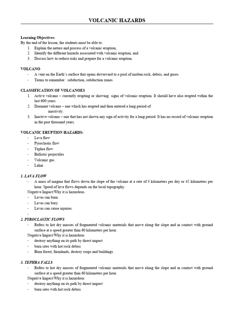 Volcanic Hazards | PDF | Volcano | Types Of Volcanic Eruptions