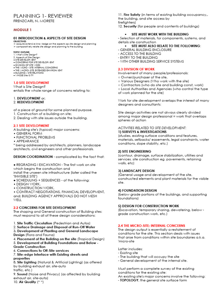 PLANNING 1 Reviewer | PDF | Traffic | Parking