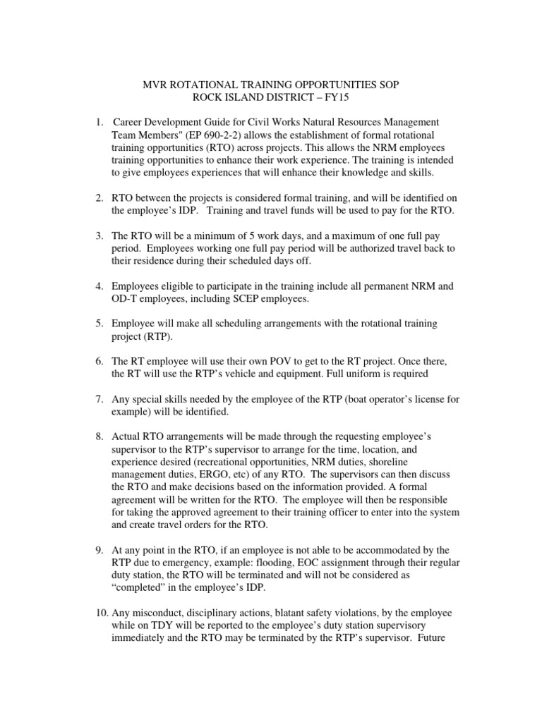 SOP Rotational Training | PDF | Business