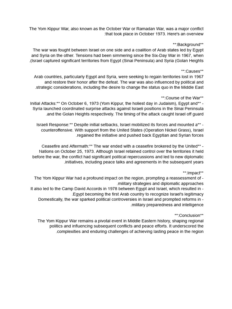 Yom Kippur War | PDF | Judaism | Yom Kippur War