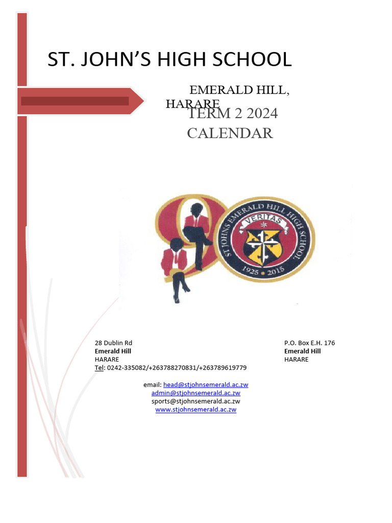 St. John's High School Term 2 Calendar | PDF | Theology | Religious ...