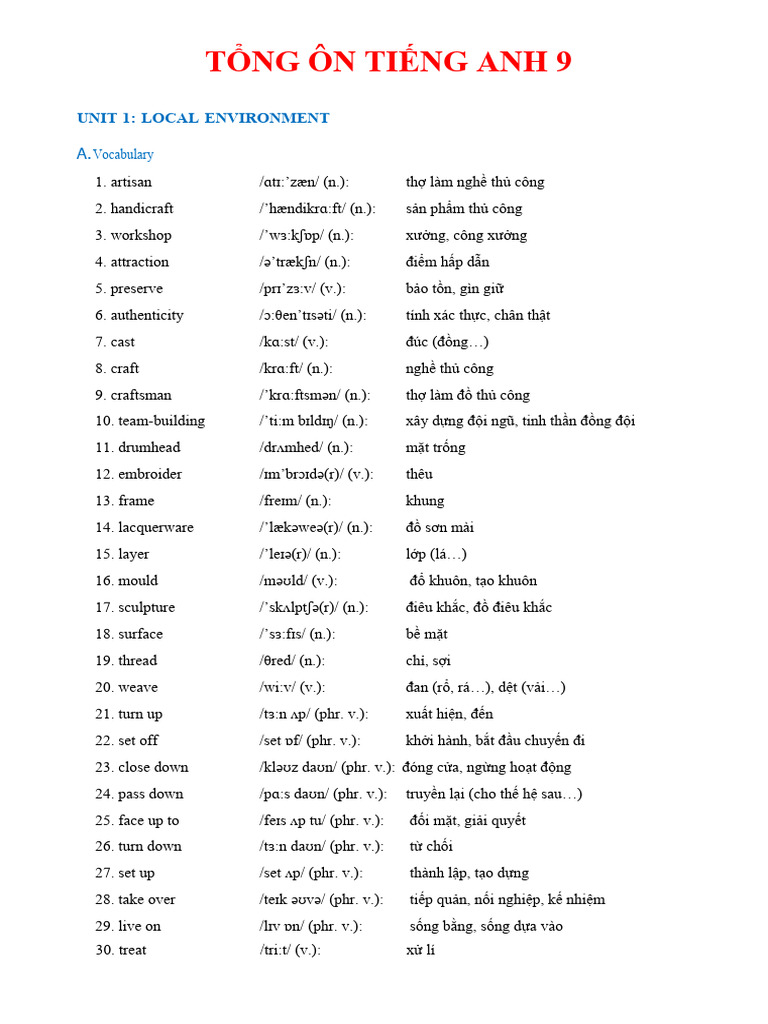 Tổng Ôn Tiếng Anh 9 | PDF