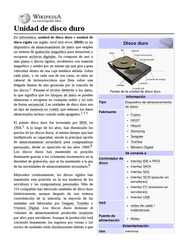 Unidad de Disco Duro | PDF | Disco duro | Unidad de estado sólido