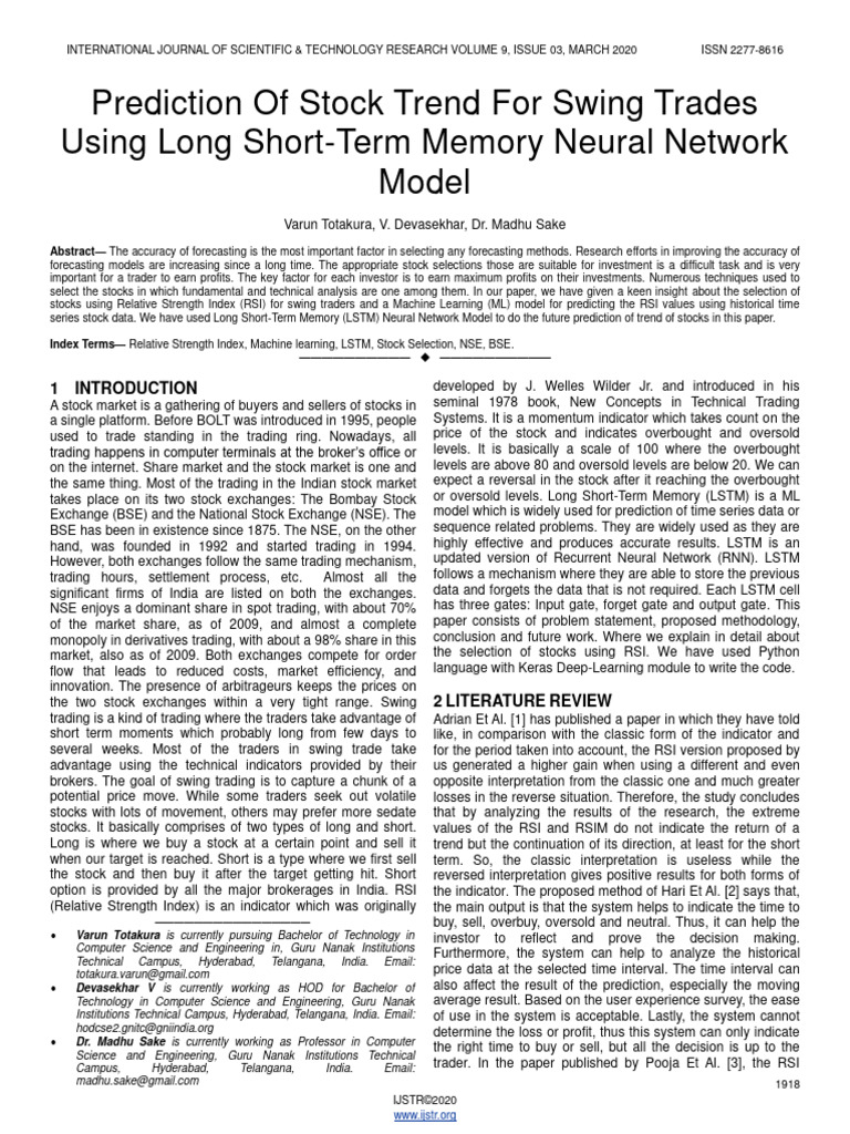 Prediction of Stock Trend For Swing Trades Using Long Short Term Memory Neural Network Model ...