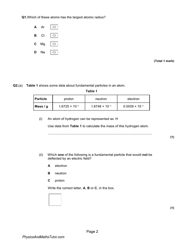 Fundamental Particles 1 QP | PDF | Atoms | Isotope