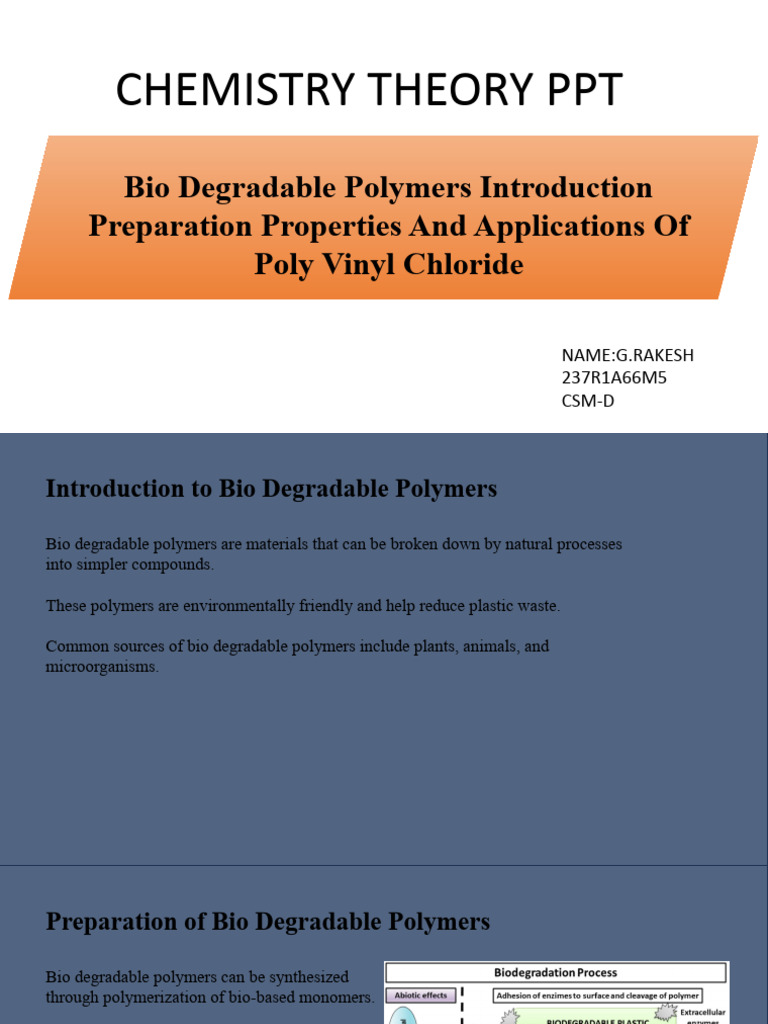 Bio Degradable Polymers Introduction Preparation Properties and Applications of Poly Vinyl ...