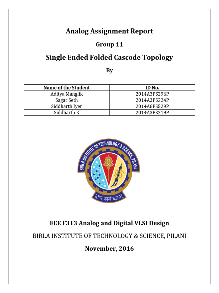 Final Report ADVD Analog Assignment | PDF | Electronic Circuits ...