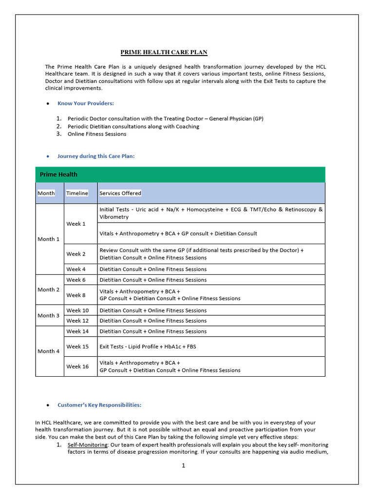 Prime Health Care Plan | PDF | Health Economics | Health Care