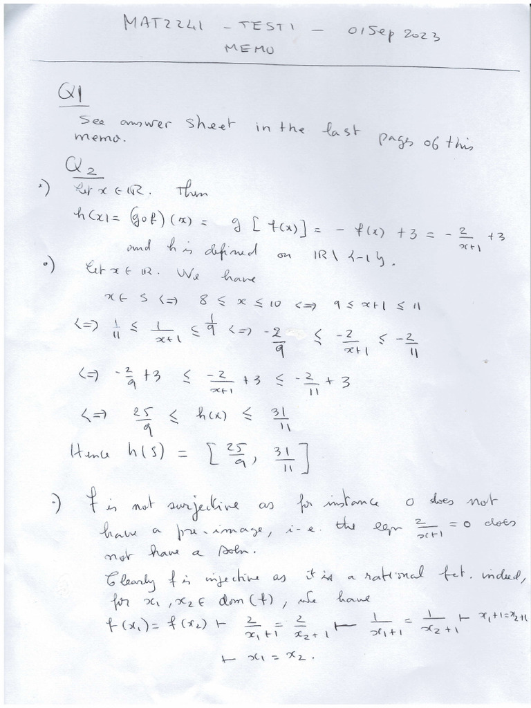 Test 1 Memo 2023 | PDF