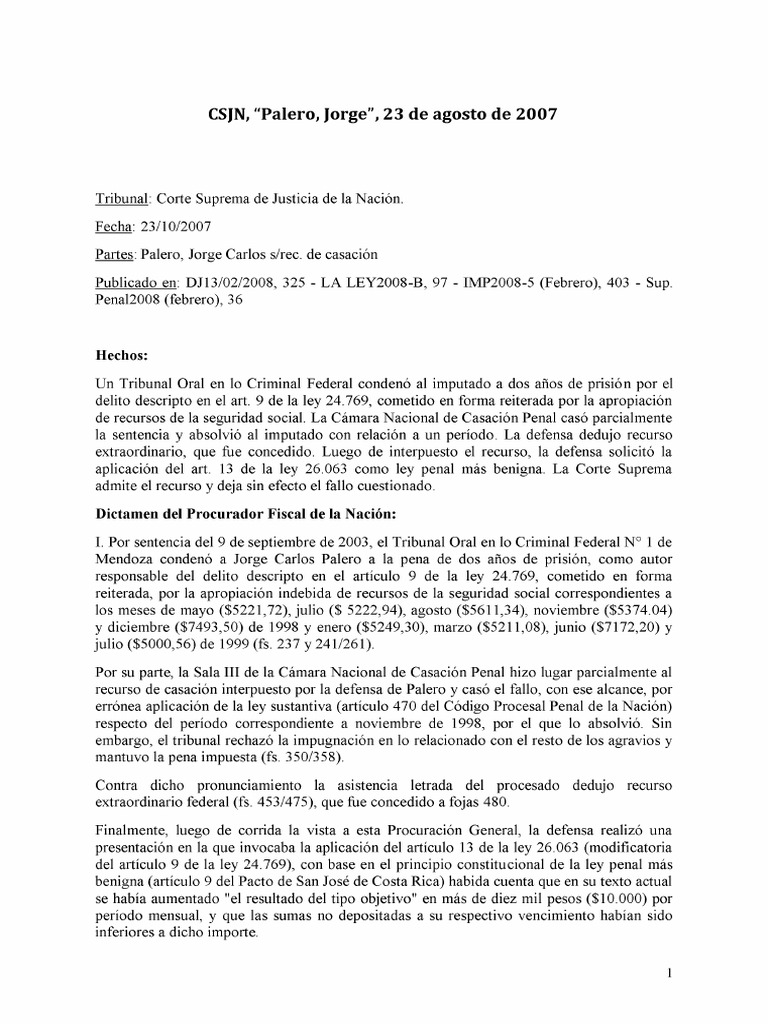 Recurso Extraordinario: Caso Palero | PDF | Sentencia (ley) | Justicia