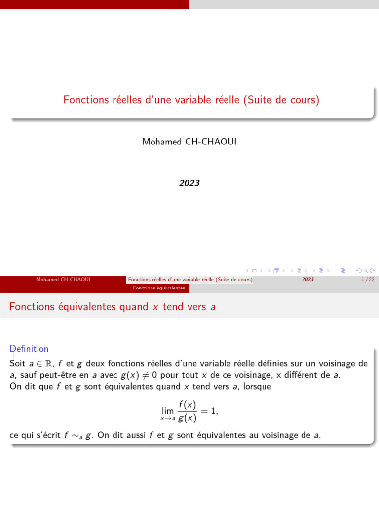 Fonctions équivalentes en analyse réelle | PDF | Limite (mathématiques ...