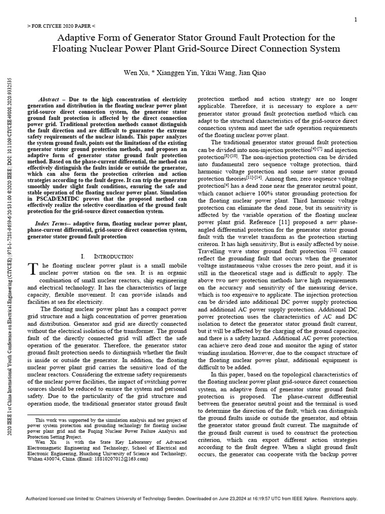 Adaptive Form of Generator Stator Ground Fault Protection For The ...