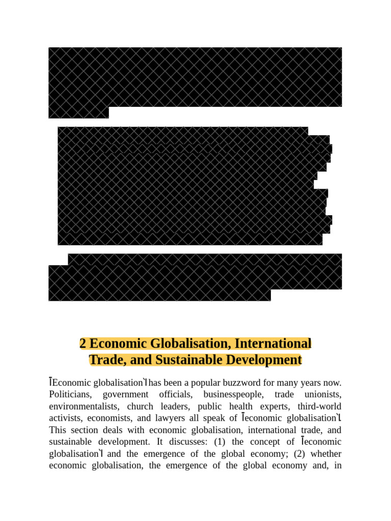 Economic Globalisation, International Trade, and Sustainable ...