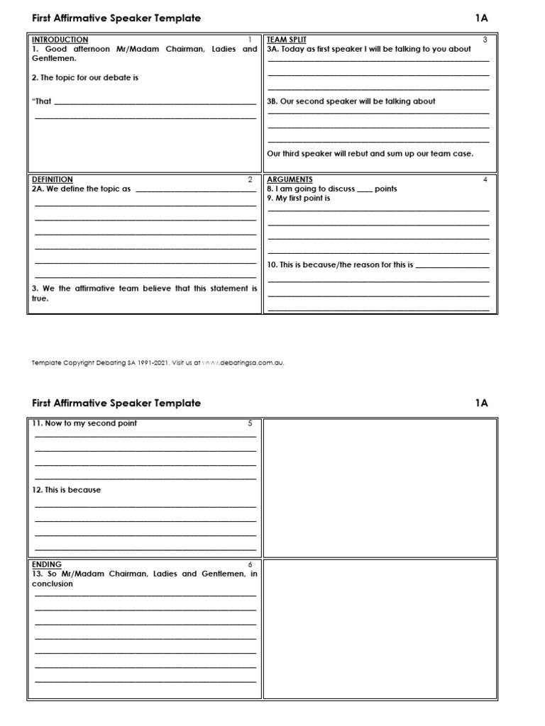 Speech Structure Template Cue Card Format PDF | PDF