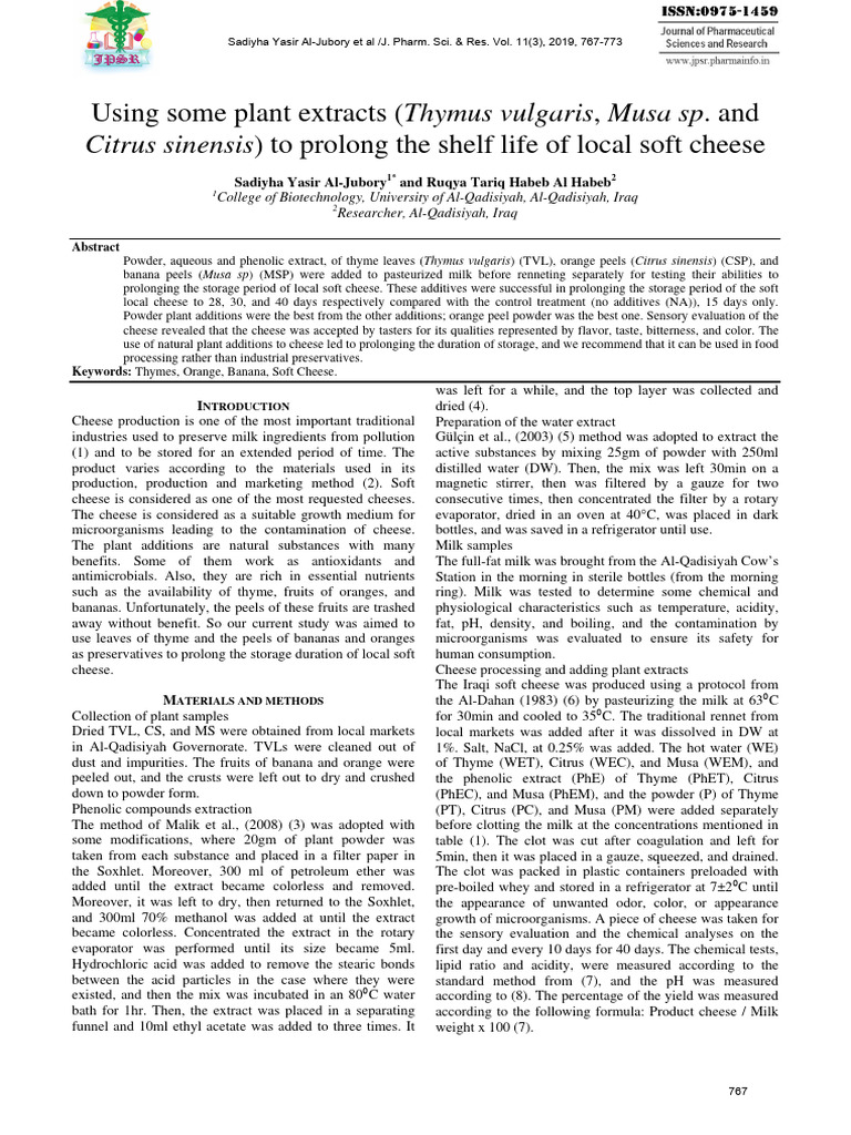 Using Some Plant Extracts Thymus Vulgaris Musa Sp. and Citrus Sinensis ...