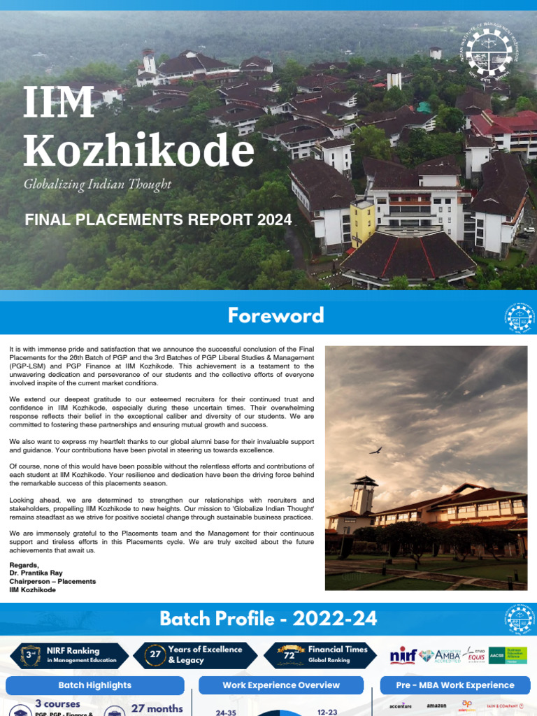 IIMK - Final - Placements - 2024 Report | Download Free PDF | Business