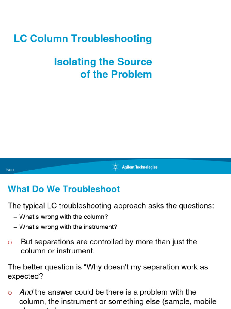 LC Column Troubleshooting Isolating The Source of The Problem | PDF | High Performance Liquid ...