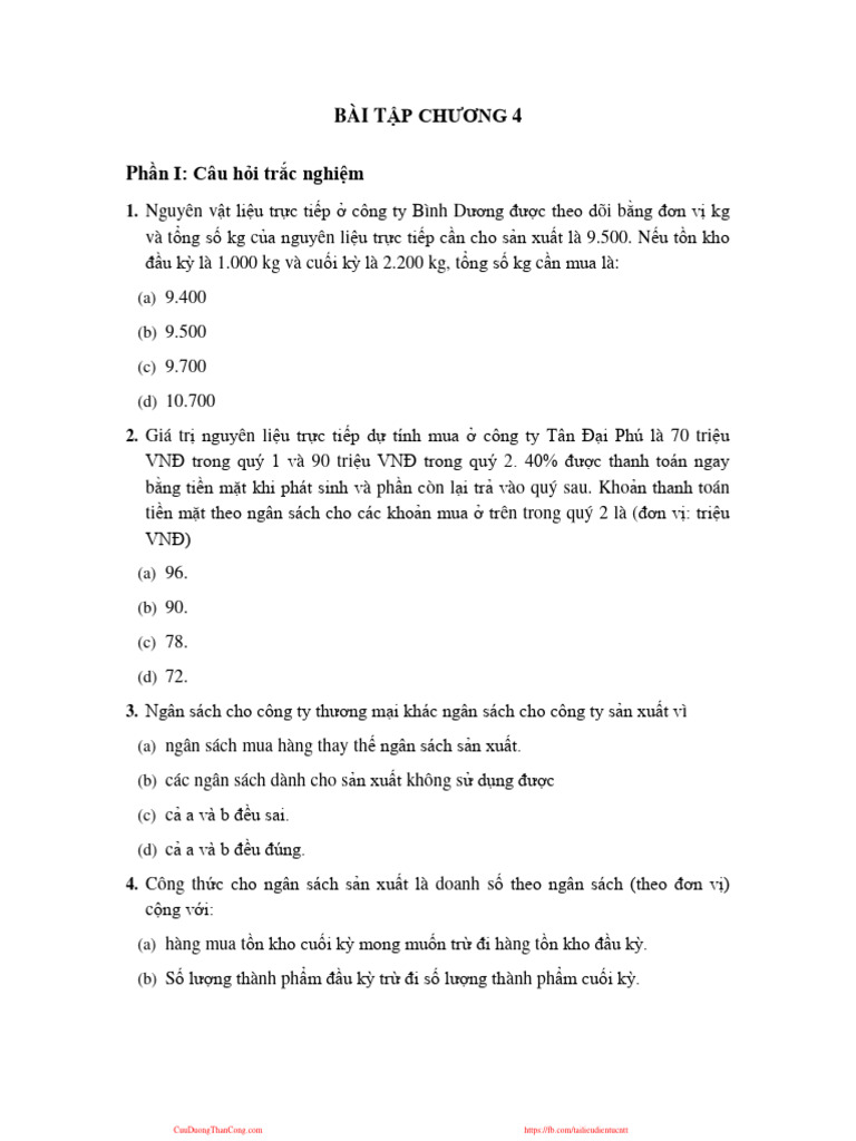 Ke-Toan-Quan-Tri - Le-Tra-My - Bai-Tap-Chuong-Du-Toan-Final - (Cuuduongthancong - Com) | PDF