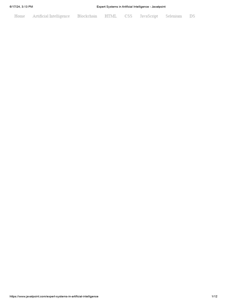 Expert Systems in Artificial Intelligence - Javatpoint | PDF | Inference | Expert