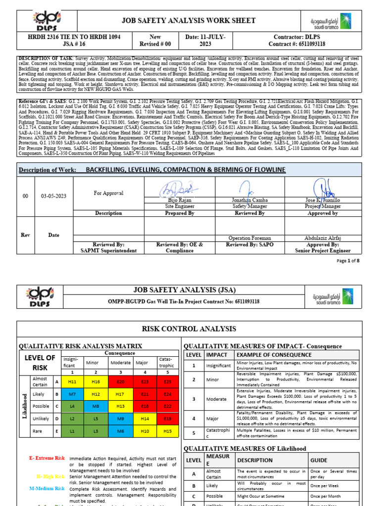 JSA-BACKFILLING, LEVELLING, COMPACTION & BERMING OF FLOWLINE | Download ...