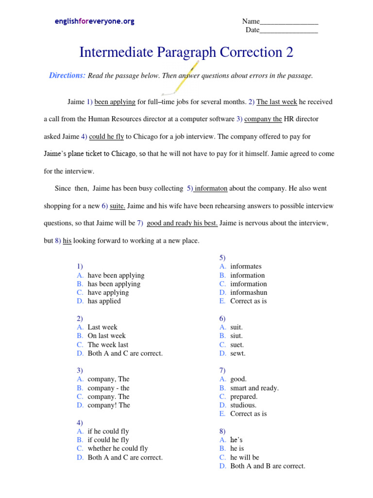 Intermediate Paragraph Correction 2 | PDF