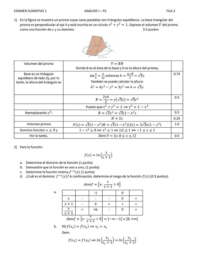 Examen Sumativo 1 Solución | PDF | Geometría del plano euclidiano | Geometría analítica