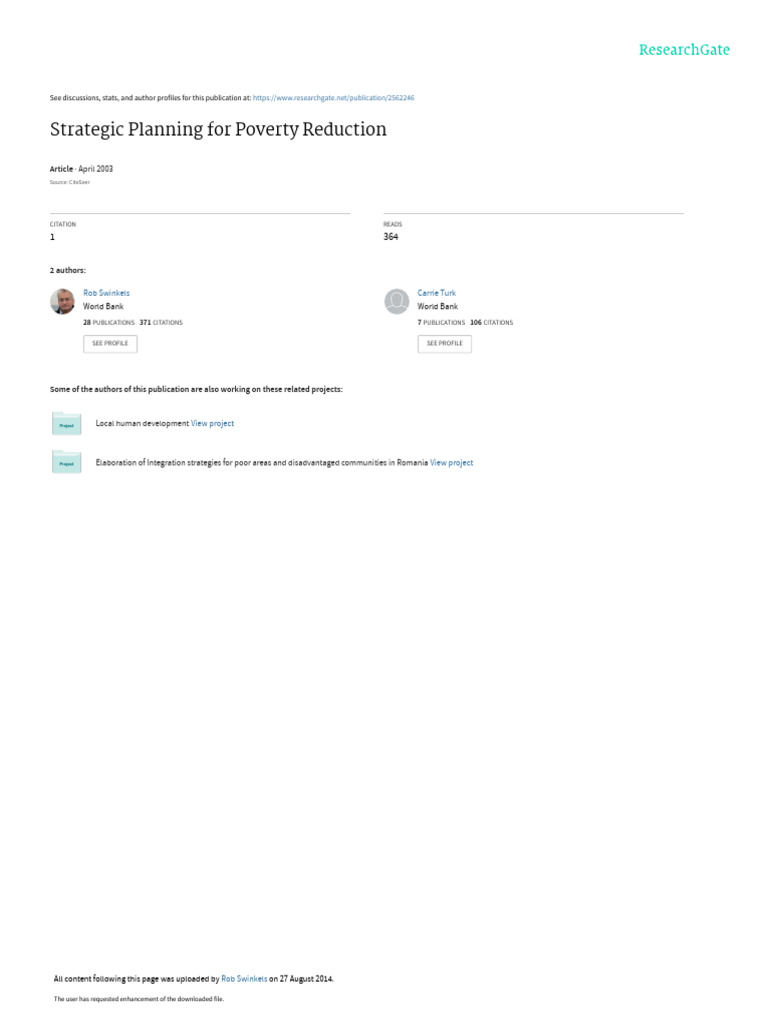 Strategic Planning For Poverty Reduction | PDF | Millennium Development ...