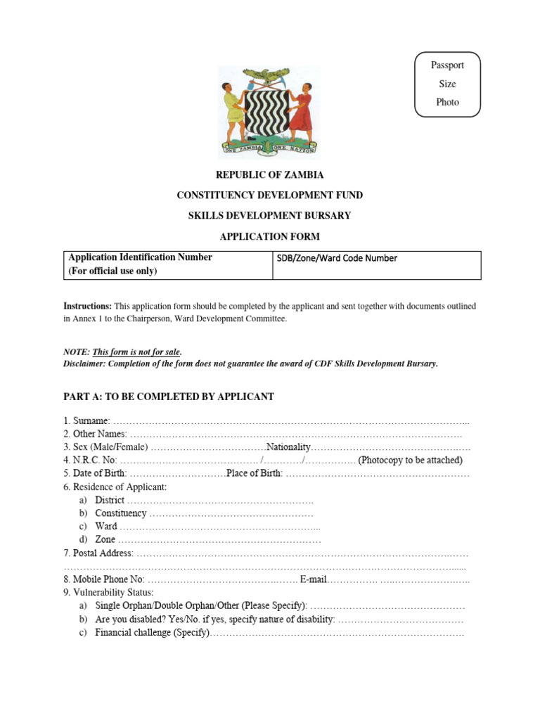 CDF Skills Development Bursary Form | PDF