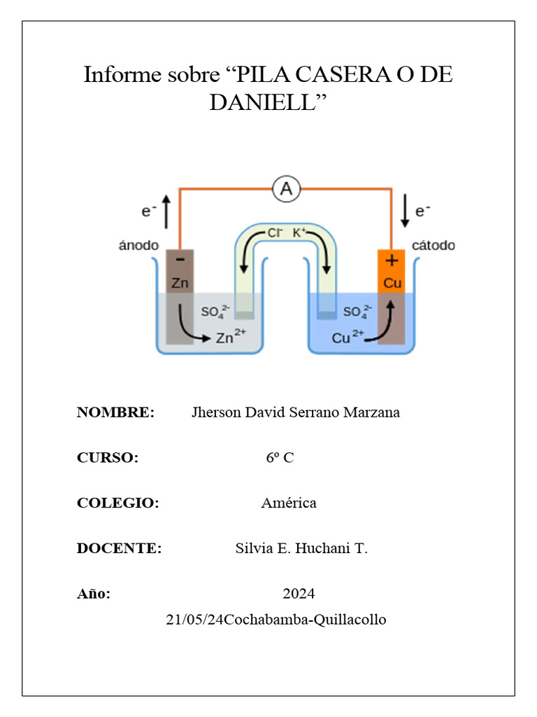 Pila de Daniell | PDF | Electrodo | Electroquímica