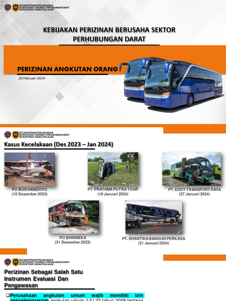 ANGKUTAN ORANG - PERIZINAN ANGKUTAN ORANG (Ok) | PDF