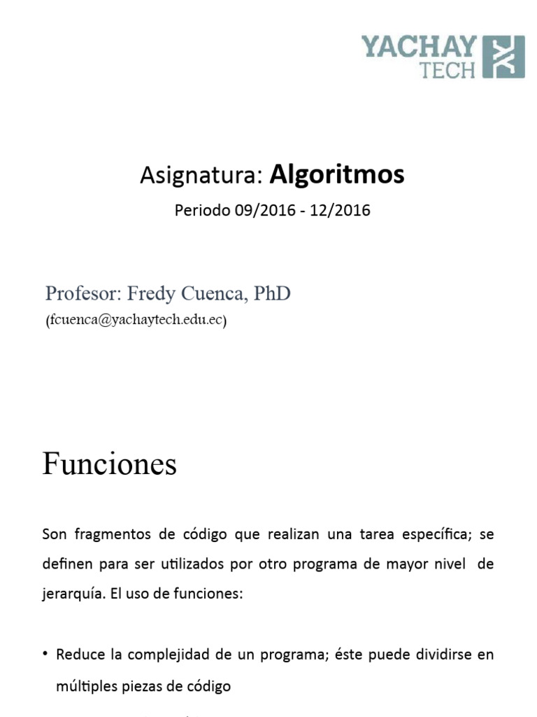 Algoritmos - Funciones 1 | PDF | Programación de computadoras | Ciencias de la Computación