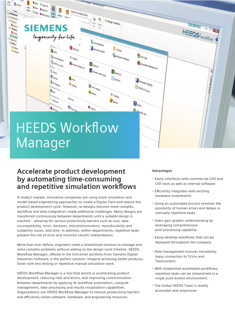 Simcenter HEEDS Workflow Manager Fact Sheet | PDF | Simulation | Automation