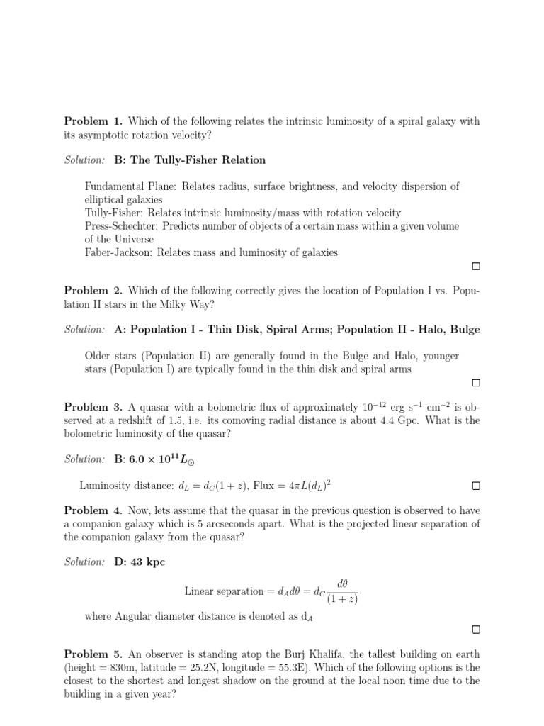 Sheet 5 Solutions | PDF | Galaxy | Angular Resolution