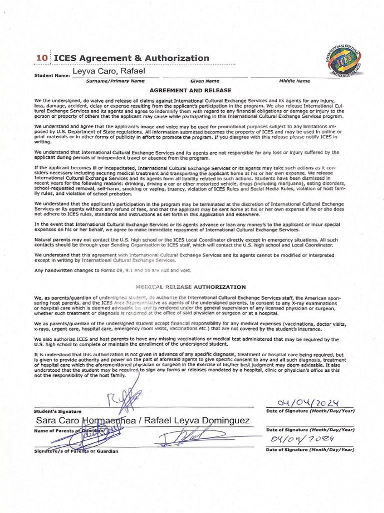 ICES Agreement & Autorization | PDF