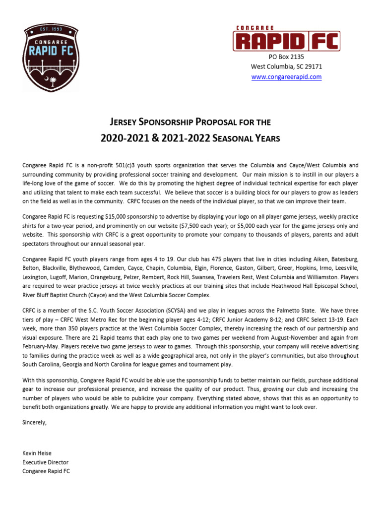 CRFC Jersey Sponsorship Proposal | PDF | Career & Growth