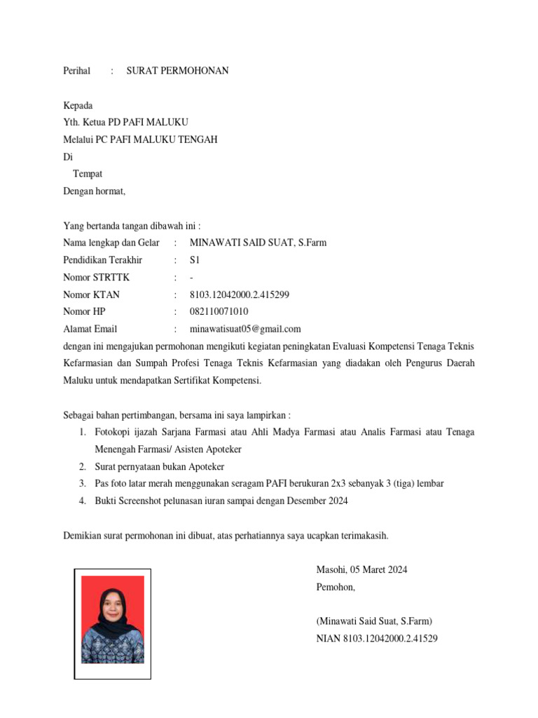 Surat Permohonan Serkom | PDF