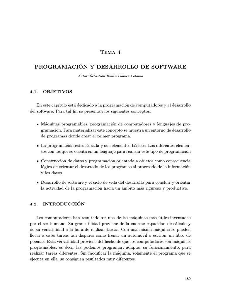 Tema 4 - Programación y Desarrollo de Software | Descargar gratis PDF | Programación | Programa ...