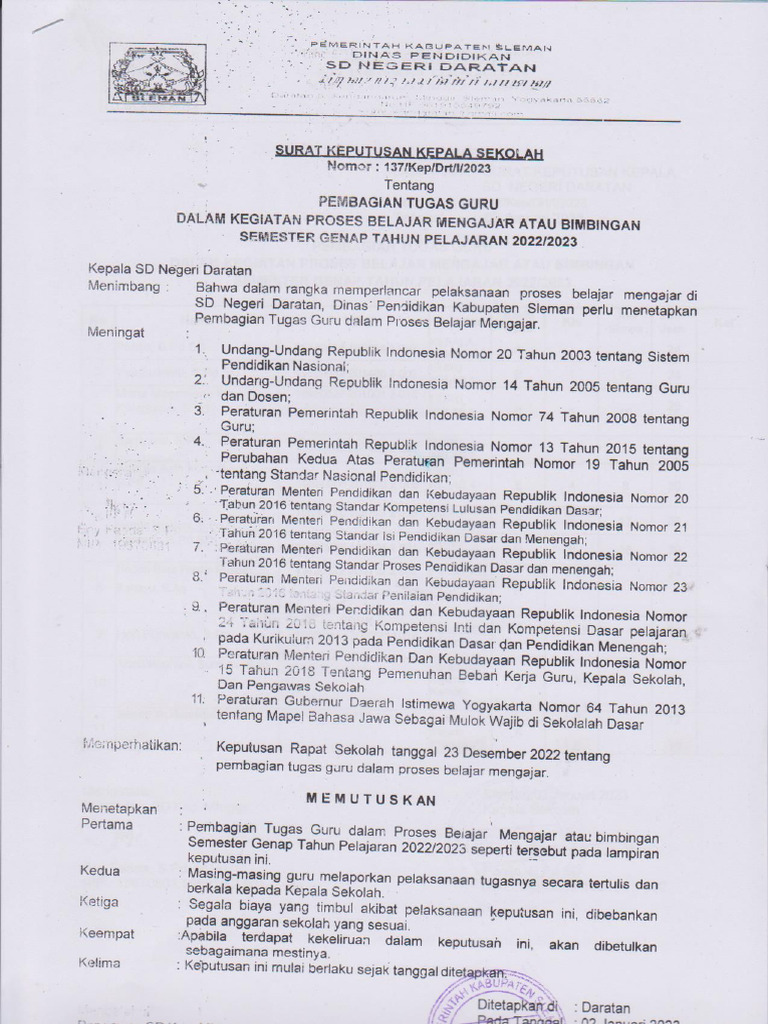 Surat Pembagian Tugas | PDF