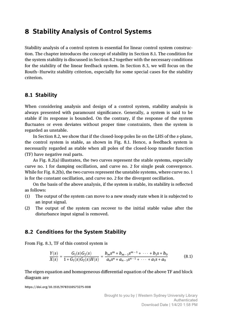 8-stability-analysis-of-control-systems-2018 | PDF | Stability Theory | Control Theory