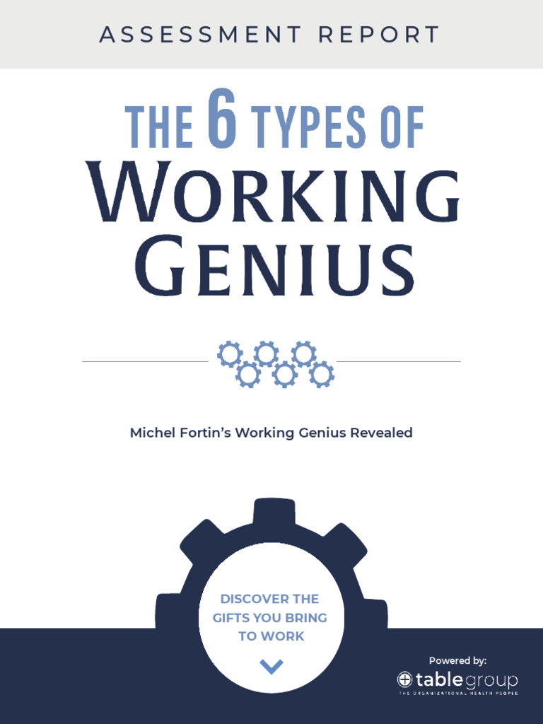 The Six Types of Working Genius Assessment Report | PDF | Genius | Thought
