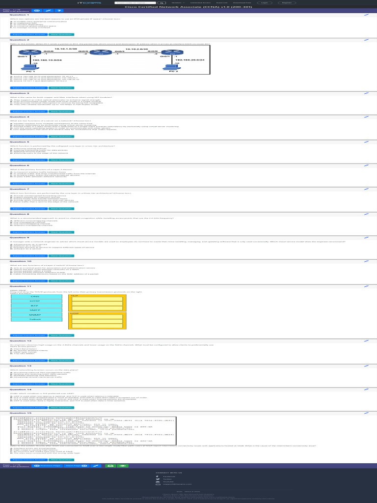 200-301 Exam - Free Questions and Answers - ITExams - Com - PG 1 | PDF | Computer Network ...
