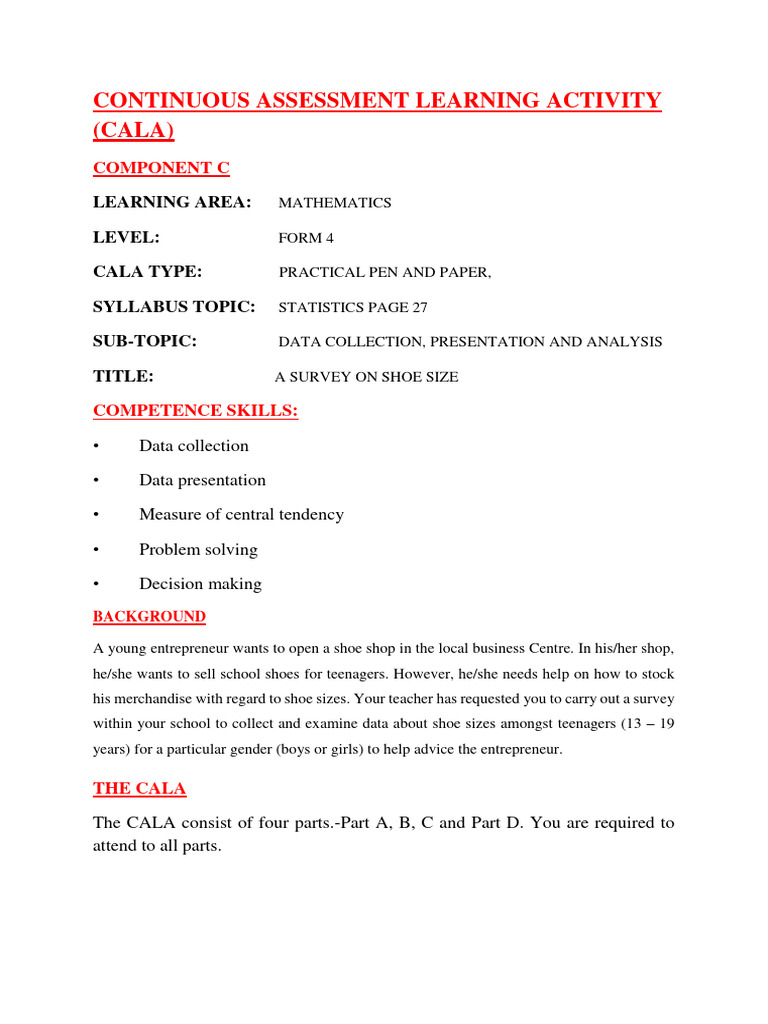 ZMA MATHS CALA Component C | PDF | Data | Statistics