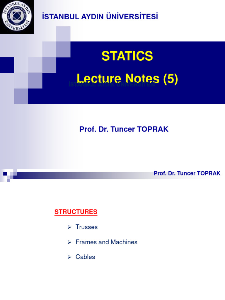Men116 Statics Lecture Note 5 Pdf Truss Force