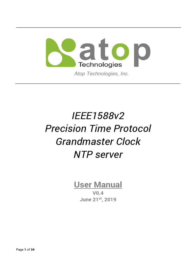 Precision Time Protocol Grandmaster Clock Pdf Computer Network Ip Address