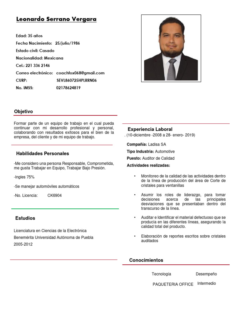 Cv Leonardo Serrano (1) | Descargar gratis PDF | Economias | Business