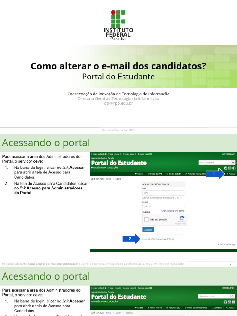 Alteração de E-mail no Portal IFPB | PDF | Programas | Informática