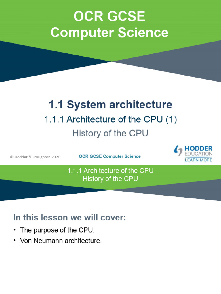 1.1.1 Lesson 1 Presentation | PDF | Central Processing Unit | Computer Data Storage