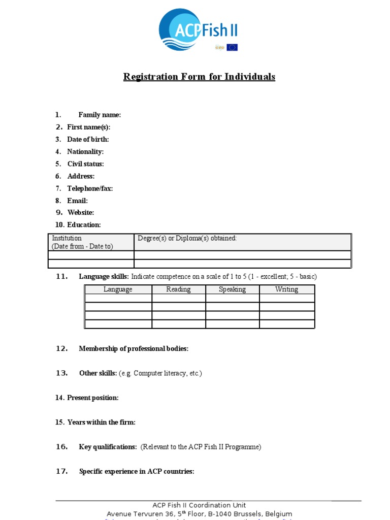 ACP CV Registration Form | PDF