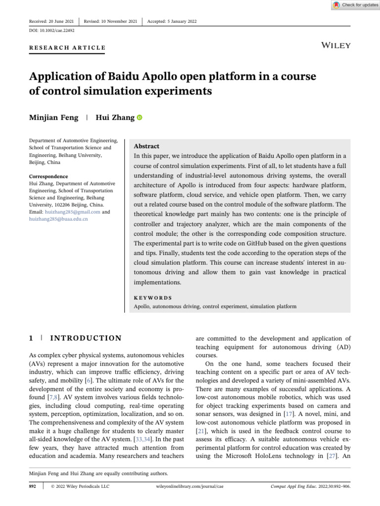 Application of Baidu Apollo open plat | PDF | Control Theory | Simulation